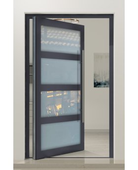 Aluminium Reynaers pivot entry doors.