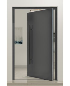 Aluminium Reynaers pivot entry doors. Domadeco