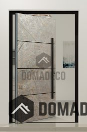 PIVOT V50 - aluminum front door pivot with gold rock stone texture Domadeco